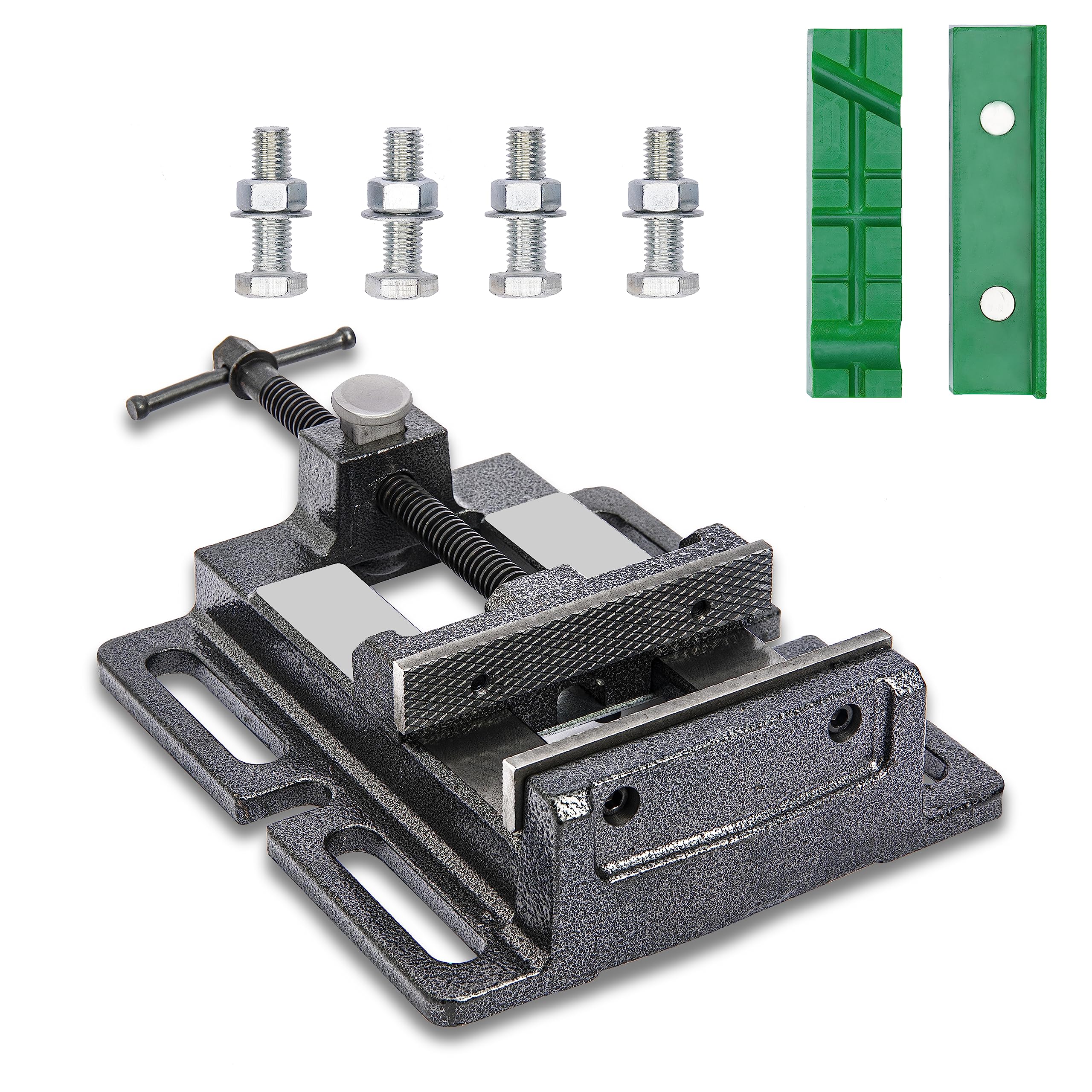 Drill Press Vise,4" Heavy Duty Bench Vise, Bench Clamp Vise,Drill Press Vice with Multi-Groove Vice Jaw Pads and Quick Adjustment Button
