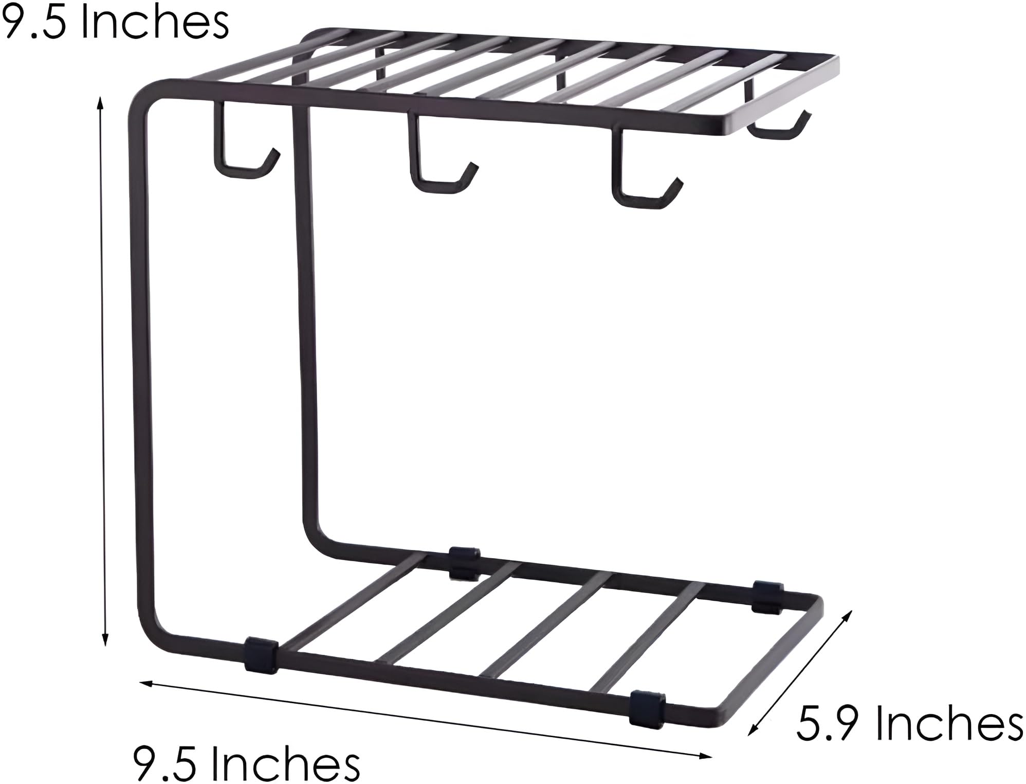 7UYUU Metal Mug Tree Holder Stand for Counter 6 Hooks Coffee Cup Display Hanger Rack Organizer for Kitchen Cabinet - Brown - 9.5 x 9.1In