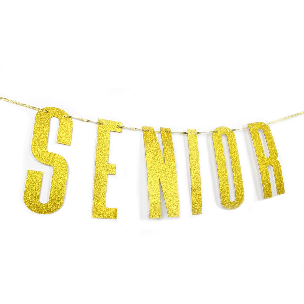 INNORU Gold Glitter Senior Banner for Congrats Grad Banner - High School College Graduation Party Bunting Decoration