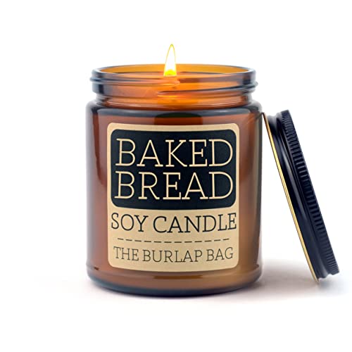 THE BURLAP BAG - Baked Bread - 9oz Soy Candle - smells like warm, yeasty, buttery bread - Handpoured in Austin Texas