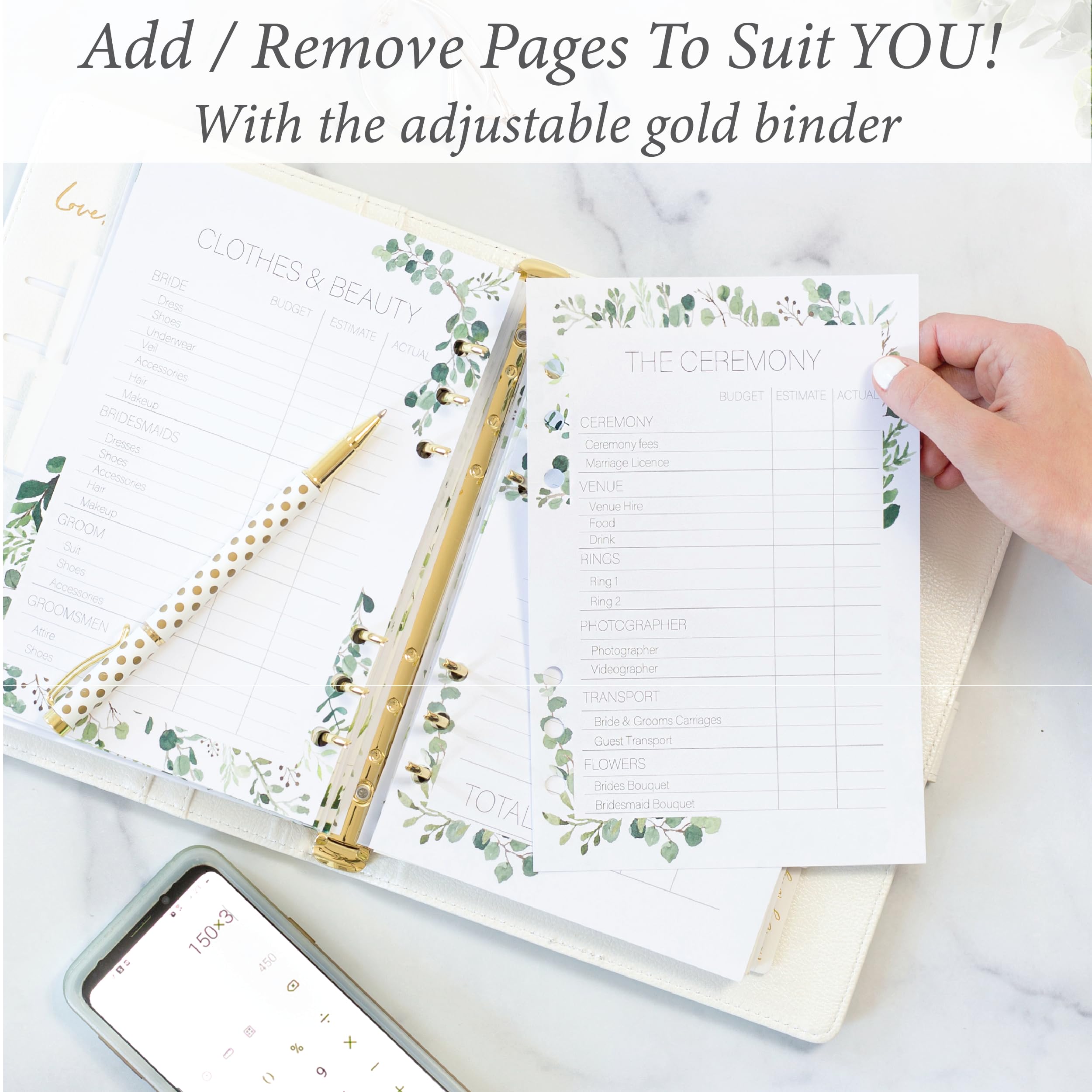Wedding Planner Book and Organizer for The Bride -Faux Leather, Gold Foil 'Future Mrs' Wedding Binder I Includes Pen, Bookmark & Stickers I Engagement Gifts for Women I Wedding Planning Book Checklist