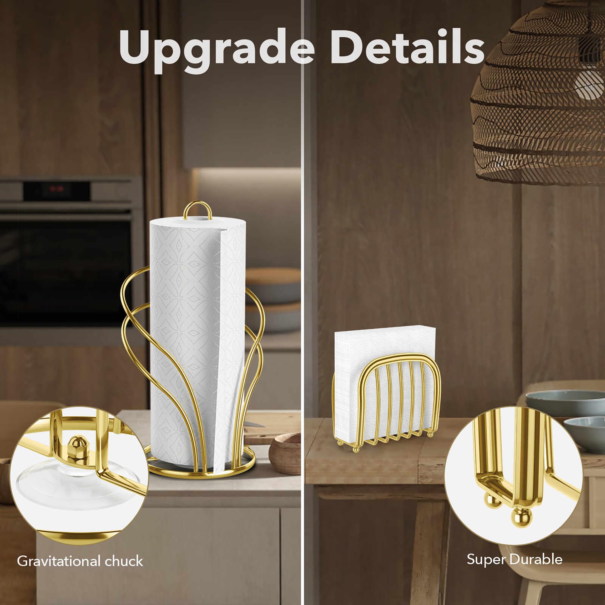 2 Pack Paper Towel Holder Under Cabinet, Self-Adhesive Paper Towel Bar, Paper Towels Rolls Holder Under Counter Wall Mount for Kitchen Bathroom Cabinets Towel Rack Stainless Steel - 13.2''/Black