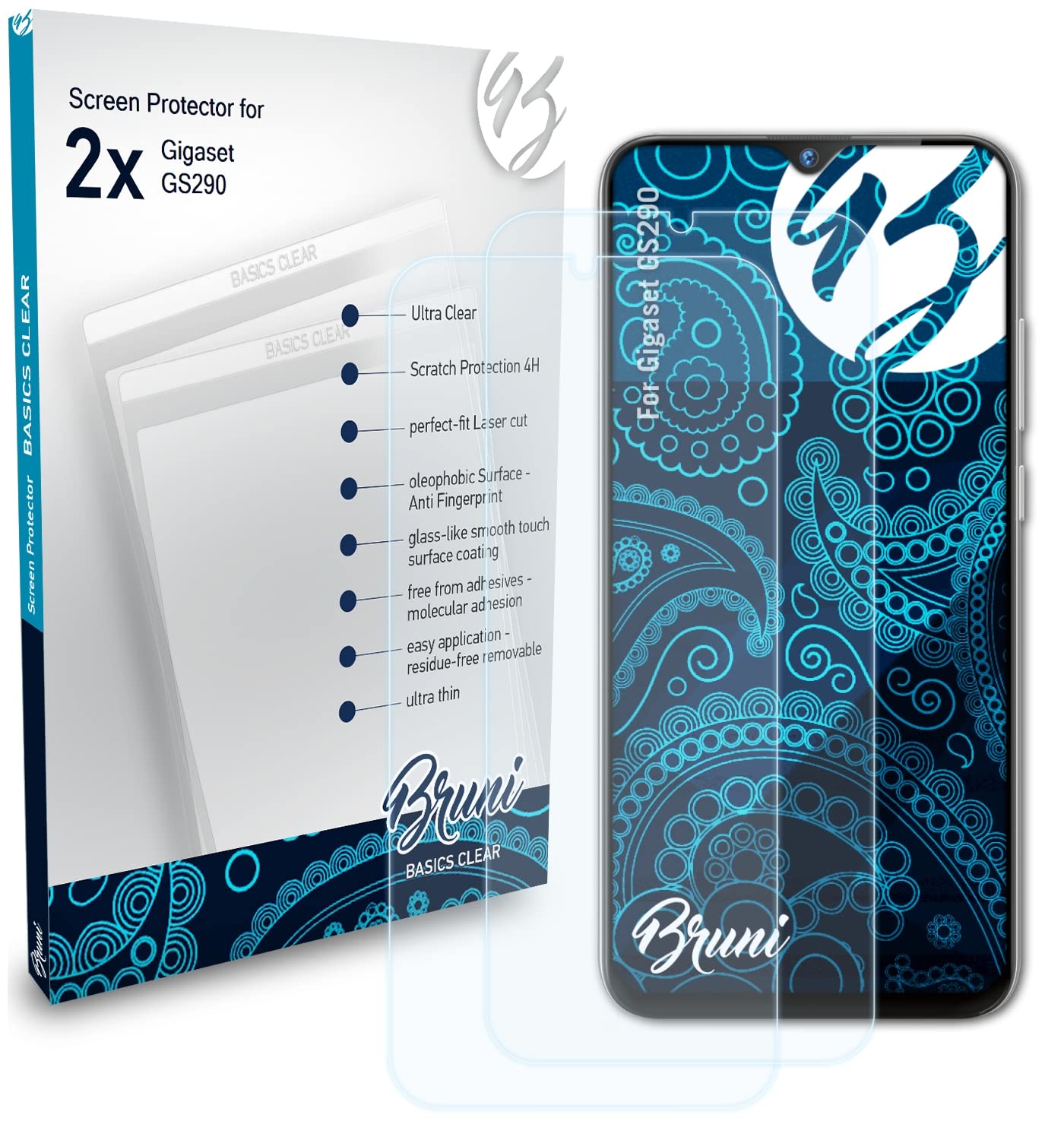 Bruni Screen Protector compatible with Gigaset GS290 Protector Film, crystal clear Protective Film (2X)