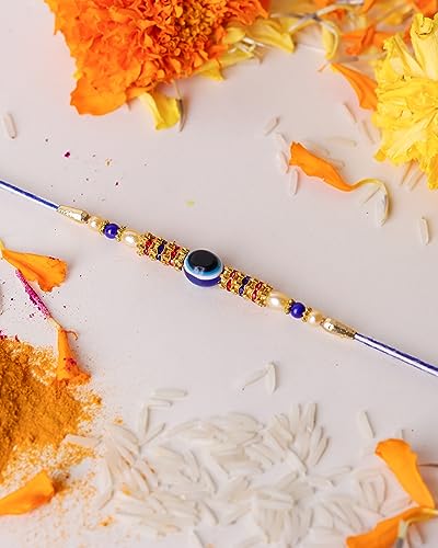 CHERKRAFT Rakhi For Brother Evil Eye Design Rakhi For Small Bhai Bro Rakhi (Design 7, Standard)