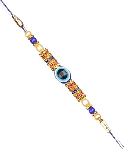 CHERKRAFT Rakhi For Brother Evil Eye Design Rakhi For Small Bhai Bro Rakhi (Design 7, Standard)