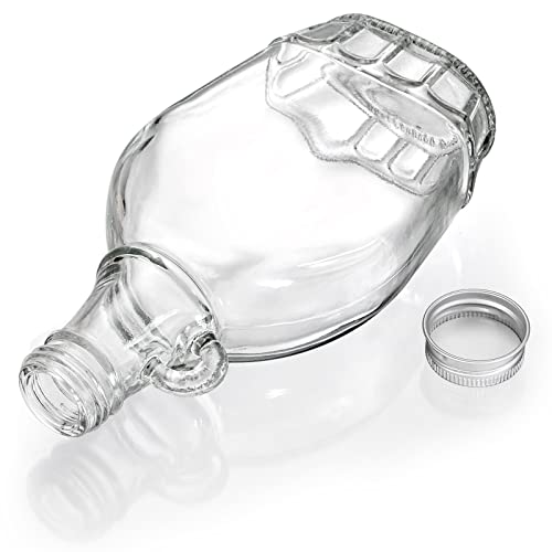 Bekith 16 Pack 8 Ounce Glass Maple Syrup Bottles, Clear Glass Bottle Set with Loop Handle & Sliver Plastic Lids for Syrup