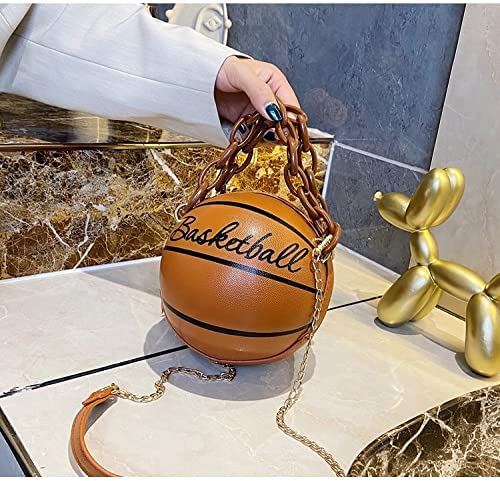 Askfairy Women's Basketball Shaped Shoulder Bag Creative Purse Handbag Girls Tote PU Leather Creative Handbags
