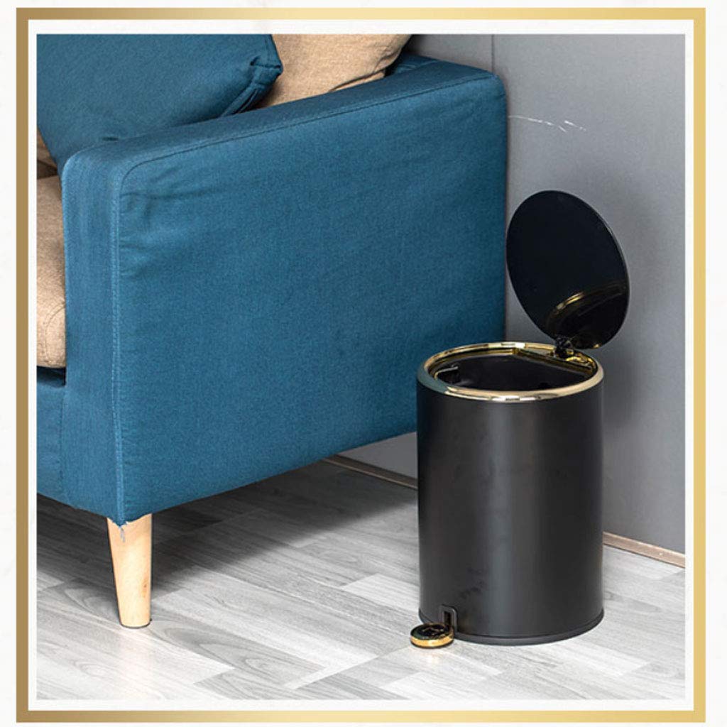 Trash can Nordic Stainless Steel Trash Can Household Pedal-Style Covered Kitchen Bathroom Living Room Bedroom Simple Human Trash can (Color : White)