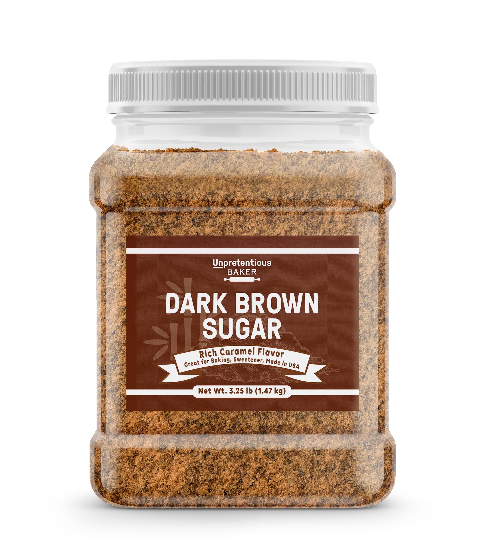 Unpretentious Dark Brown Sugar, Great for Baking, Rich Caramel Flavor, Sweetener (3.25 Pound)