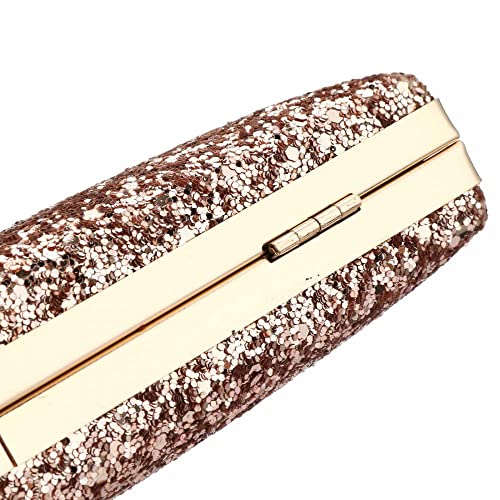 EROUGE Women's Clutch Purse Rhinestone Wedding Party Purse Evening Clutch Bag (Rose gold)