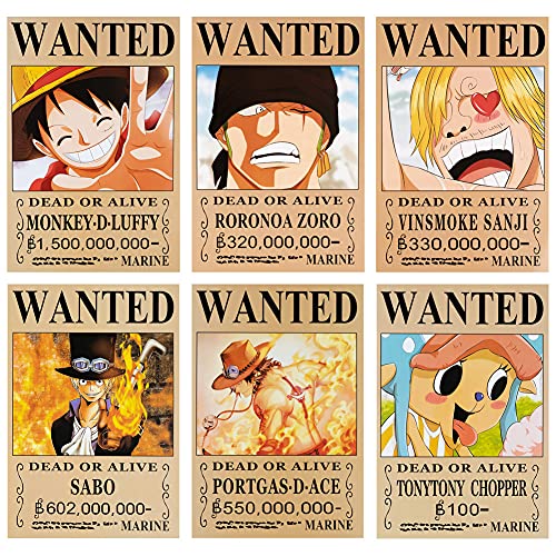One Piece Wanted Posters 42x29cm 17Pcs Straw Hat Pirates Crew Luffy 1.5 Billion Collection Birthday Gifts