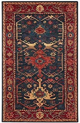 Naz Carpet Handmade Traditional Woolen Persian Rugs for liviing Room,Bedroom and Hall (Color D.Blue 6x9 Feet)