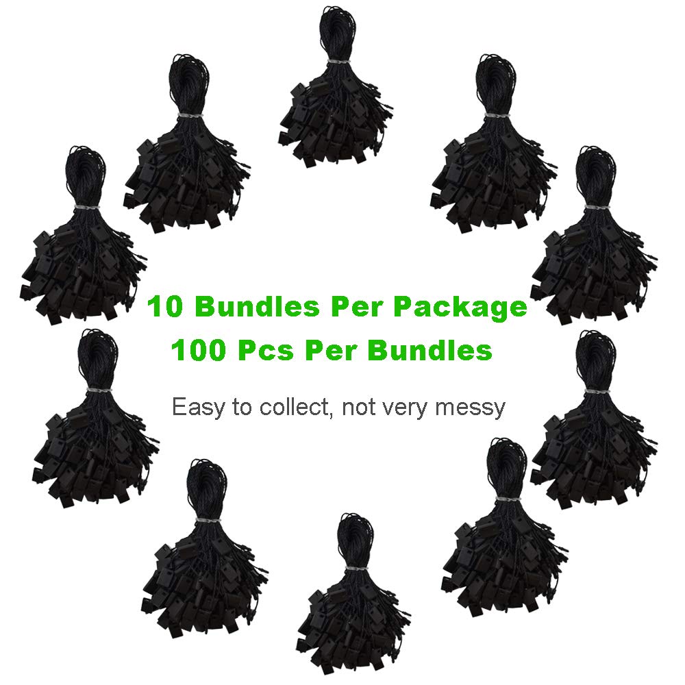 Hang Tag String Black 7" 1000Pcs Nylon Snap Lock Pin Loop Fastener Hook Ties Easy and Fast to Attach by Renashed