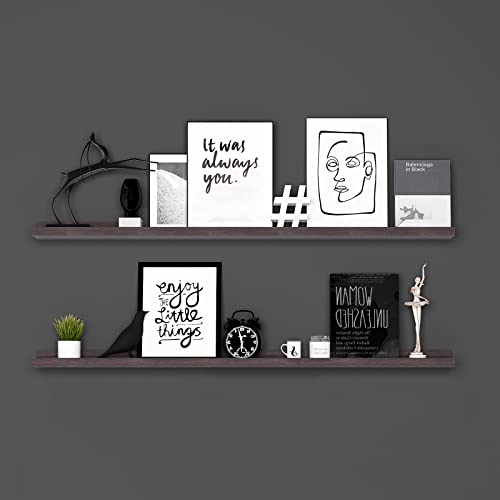 JOLLYMER Floating Shelves for Wall Collage, Picture Ledge Shelves, 48-inch, Set of 2, Espresso