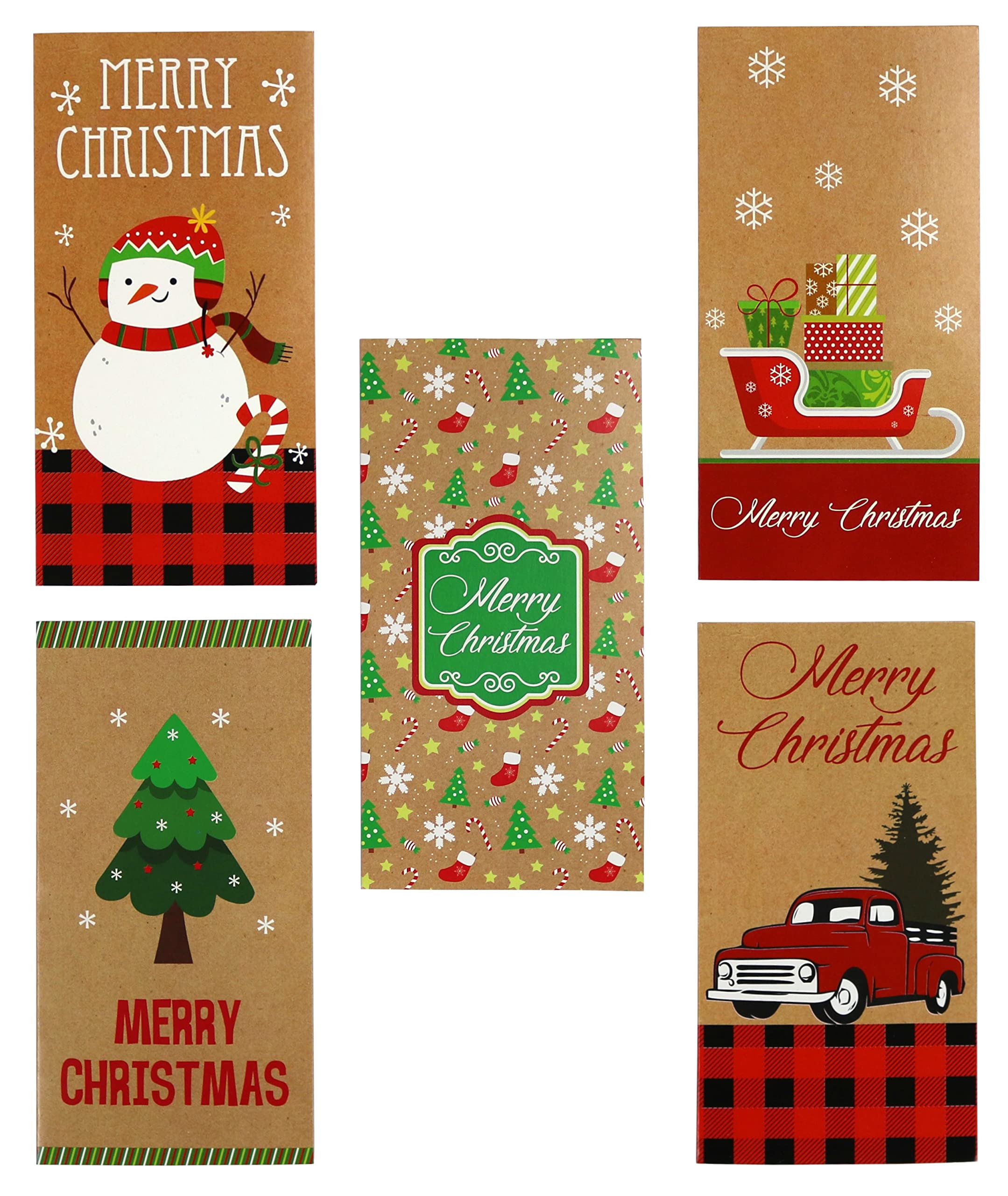 Iconikal Kraft Christmas Gift Card/Money Holders and Envelopes, 30-Count
