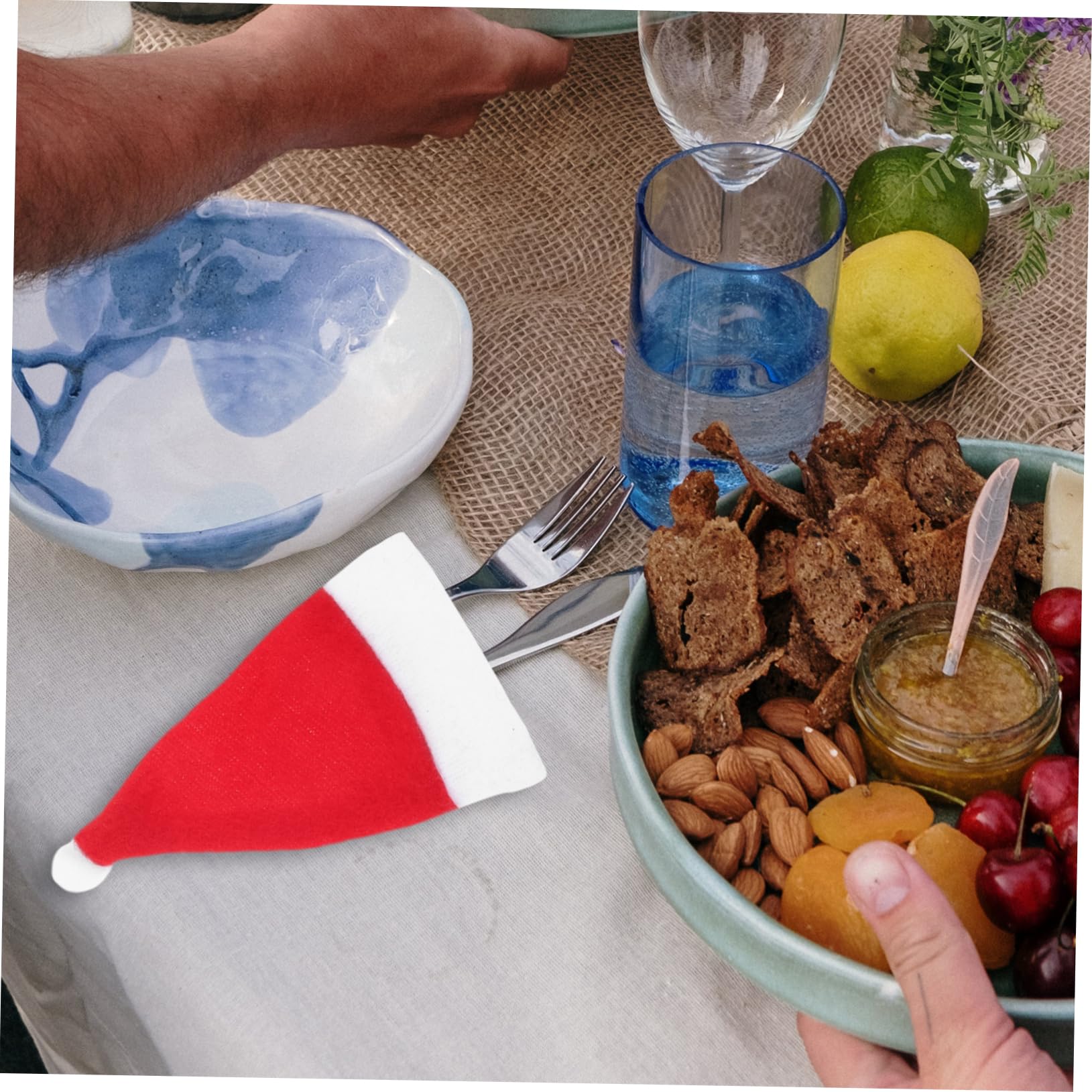 SEWACC 24pcs Christmas Santa Hats Silverware Holders Mini Christmas Hat Christmas Cutlery Holders Xmas Party Table Dinnerware Flatware Decor
