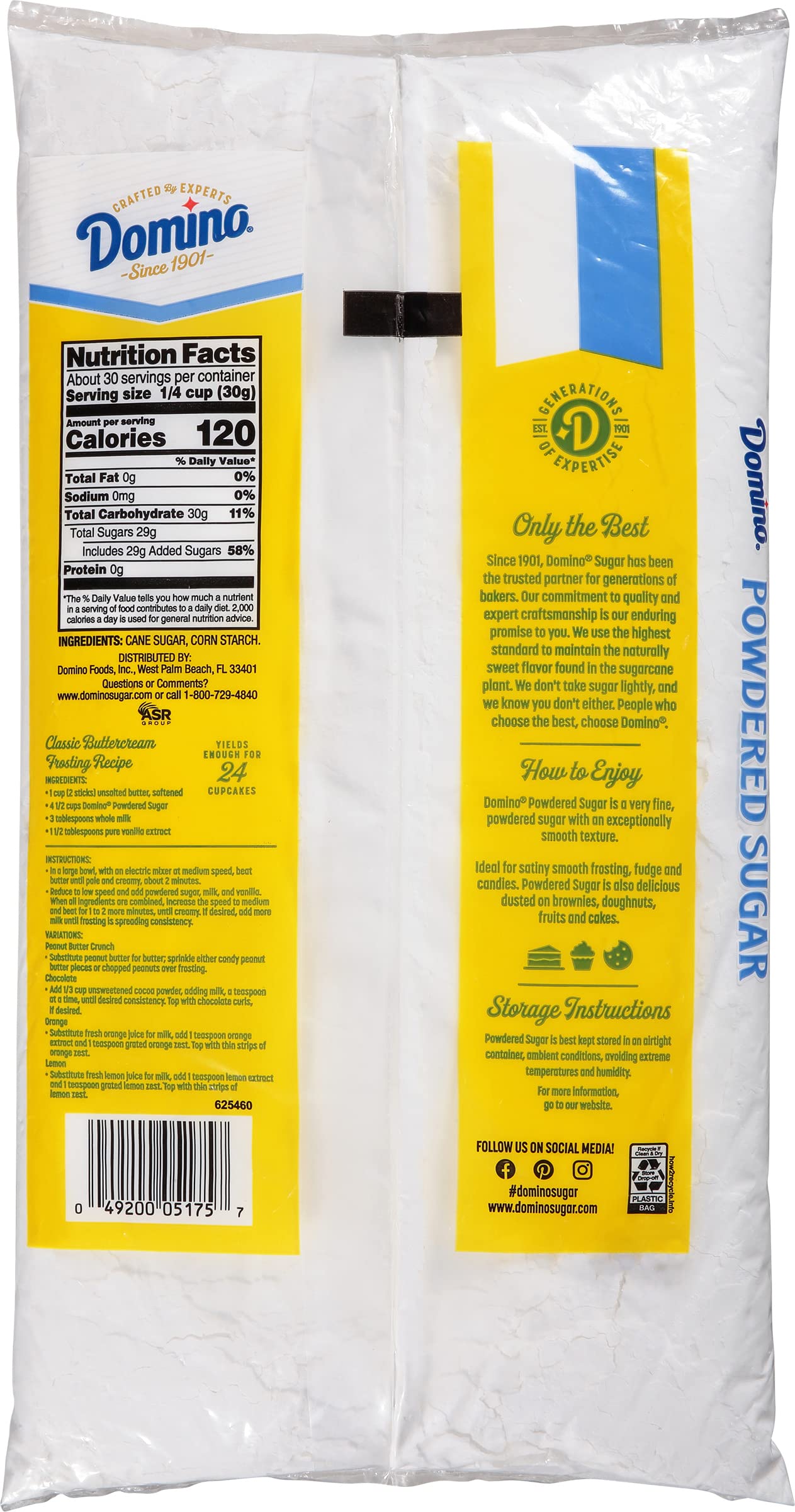 Domino Premium Cane Sugar Baker's Bundle: Light Brown Sugar and Powdered Sugar, 2 LB Bag Each