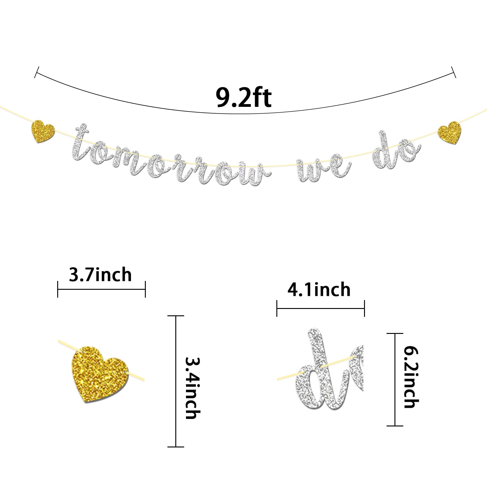 Tomorrow We Do Banner,Rehearsal Dinner Sign,Engagement/Bridal Shower/Wedding Party Decorations (Silver)