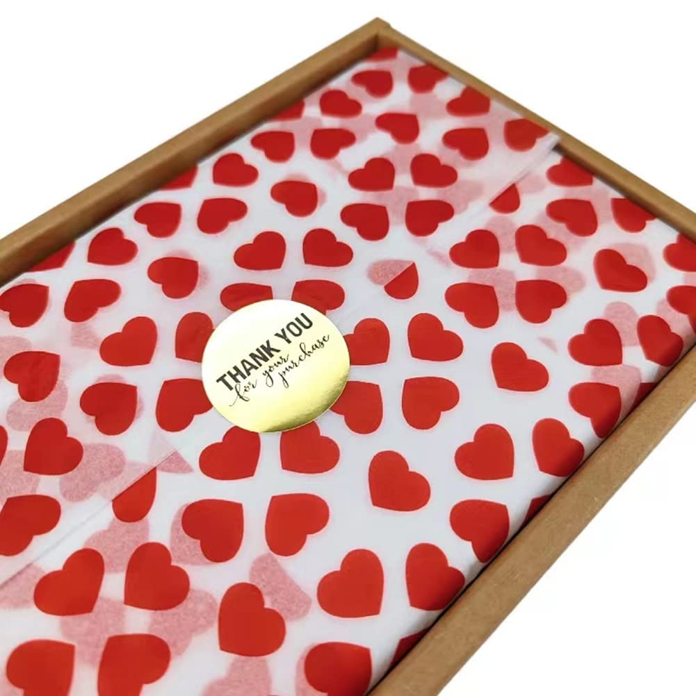 MORANTI 25 Sheets Red Heart Bulk Tissue Paper Gift Wrap 19.7 x 27.5 Inch Gift Bags Decor Tissue Paper for Valentine's Day Wedding Bridal Showers Party