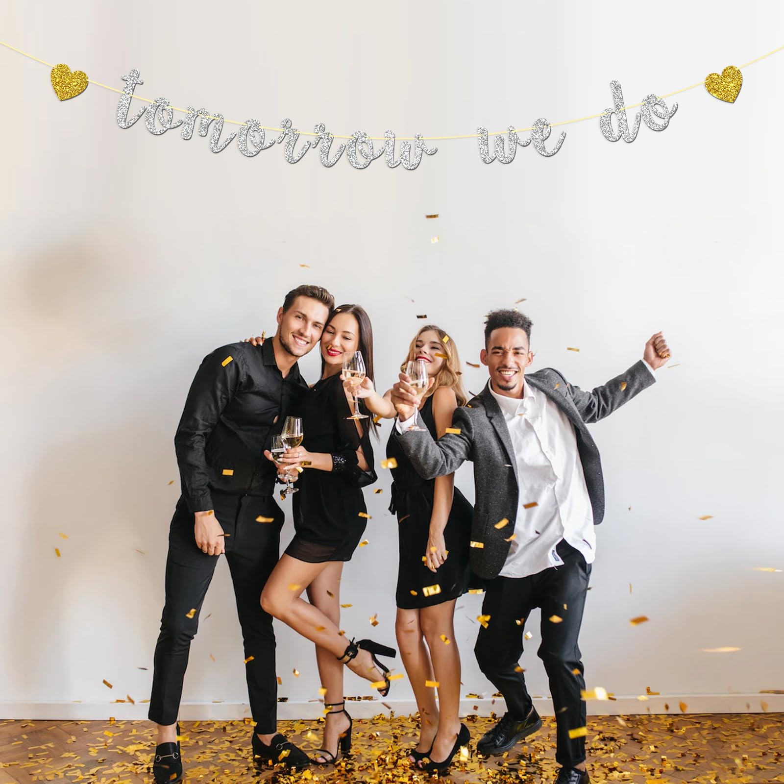 Tomorrow We Do Banner,Rehearsal Dinner Sign,Engagement/Bridal Shower/Wedding Party Decorations (Silver)
