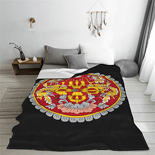 Emblem of Bhutan Blanket Throw Bedding Room Decor Flannel Blankets for Bed Sofa 80"x60"