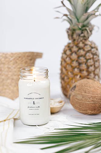 Antique Candle Co.® Pineapple Coconut 16 Ounce Soy Wax Candle, 80 Hour Burn Time, Cotton Wick, Mason Jar Candle (Pineapple Coconut)