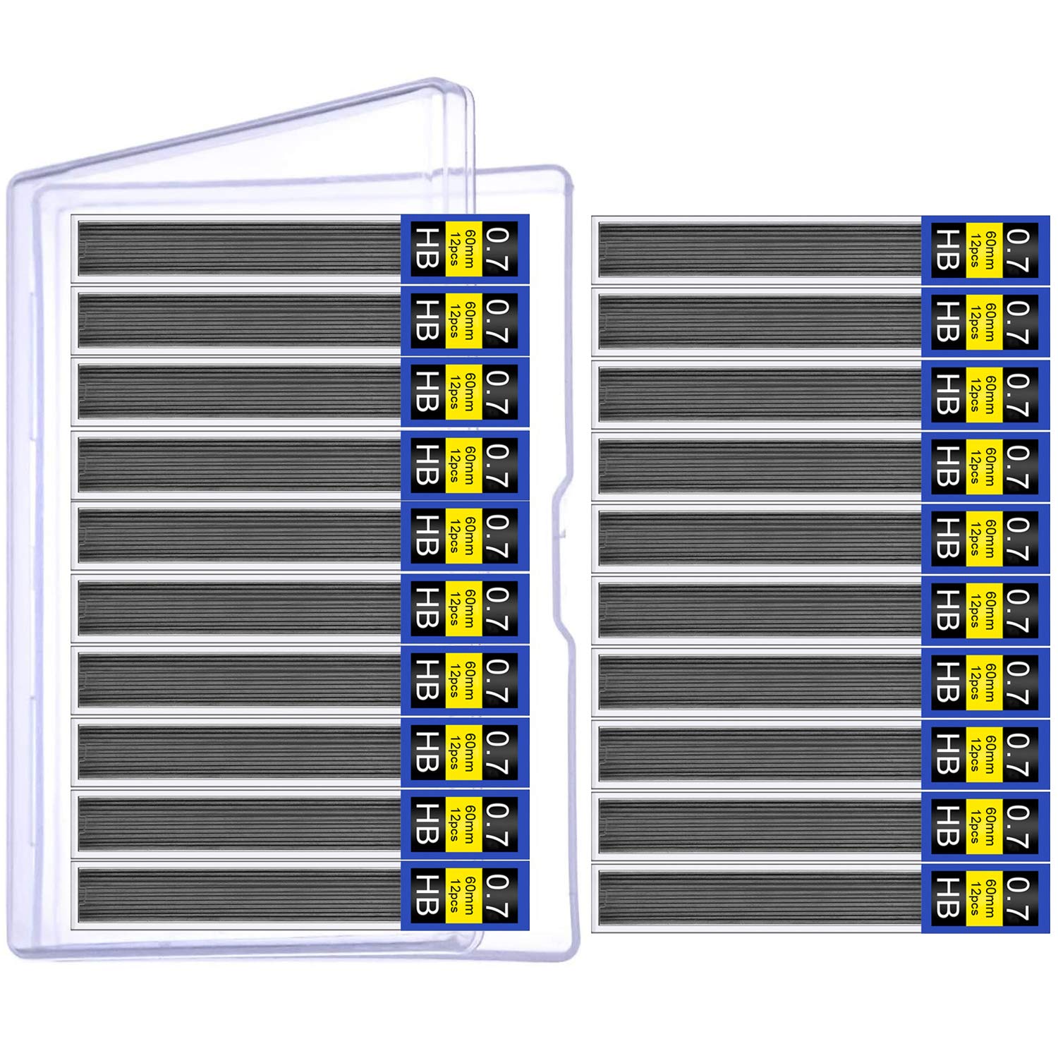 Morepack 240 Pieces Lead Refills with Plastic Box,0.7 mm HB,Break Resistant Mechanical Pencil Refills,20 Tubes