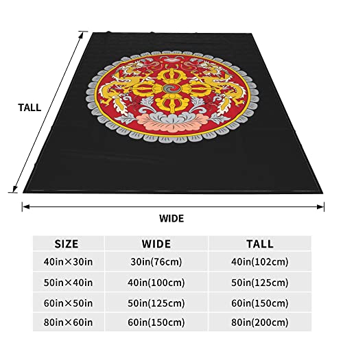 Emblem of Bhutan Blanket Throw Bedding Room Decor Flannel Blankets for Bed Sofa 80"x60"