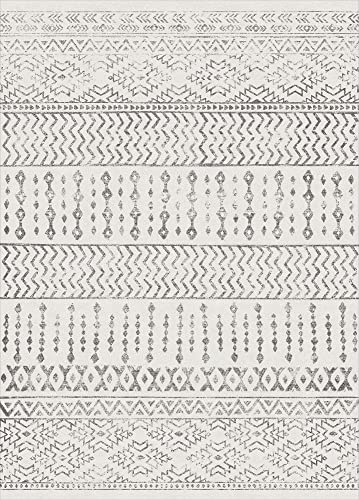 Art&Tuft Area Rug 5x7, Super Soft Ultra-Thin Moroccan Washable Rug, Anti-Slip Backing Rugs for Living Room, Foldable Geometric Machine Washable Area Rug(5'x7', Ivory)