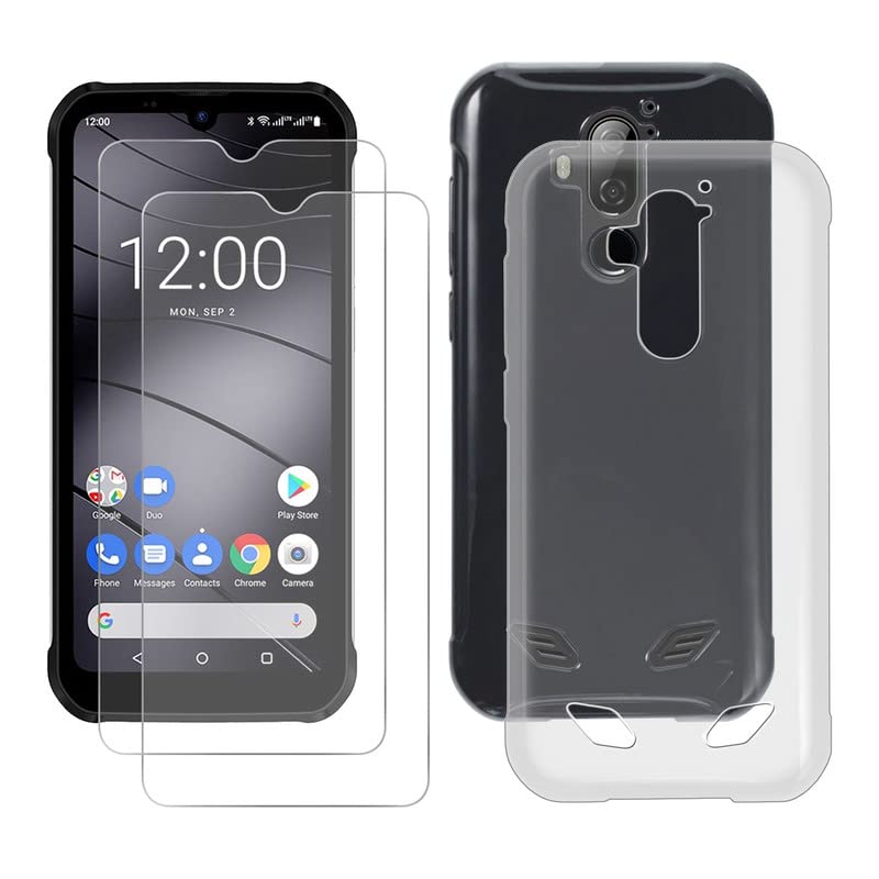 Pack Cover for Gigaset GX290 Plus (6.10") Case IJTYHF Soft Silicone Case Bumper Shell 2 Pack+ 2 Pack Tempered Glass 9H Screen Protector Protective Film, Transparent Protective TPU Cases
