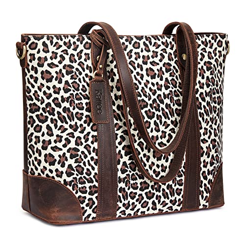 Kattee Women Genuine Leather Tote Bags Purses and Handbags Shoulder Vintage Crossbody Work (Dark Brown)