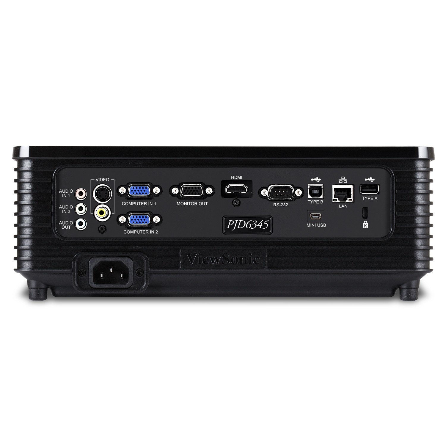 ViewSonic PJD6345 XGA 1024x768 DLP Projector with LAN Control, Wired and Wireless LAN Display (Black)