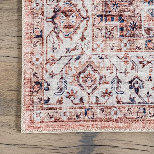nuLOOM AMA Persian Stain-Resistant Machine Washable Area Rug, 5' x 8', Rust