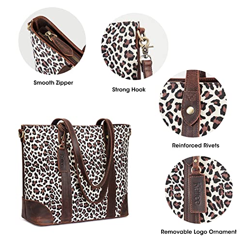 Kattee Women Genuine Leather Tote Bags Purses and Handbags Shoulder Vintage Crossbody Work (Dark Brown)