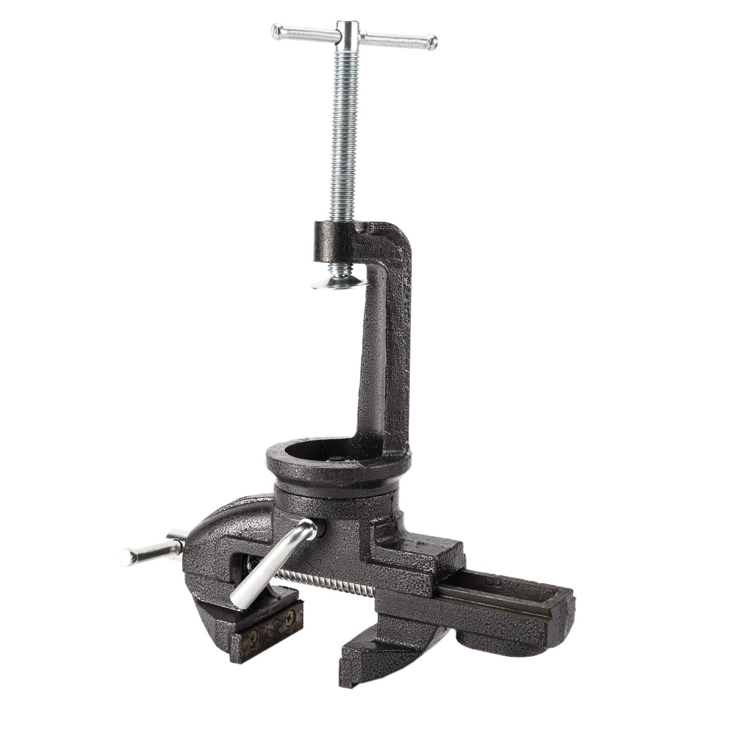 HighFree 3 Inch Small Bench Vise, Home Table Vise, Clamp-On Vise 360 Degrees Rotating Universal Clamp Units Vise for Workbench (Black)