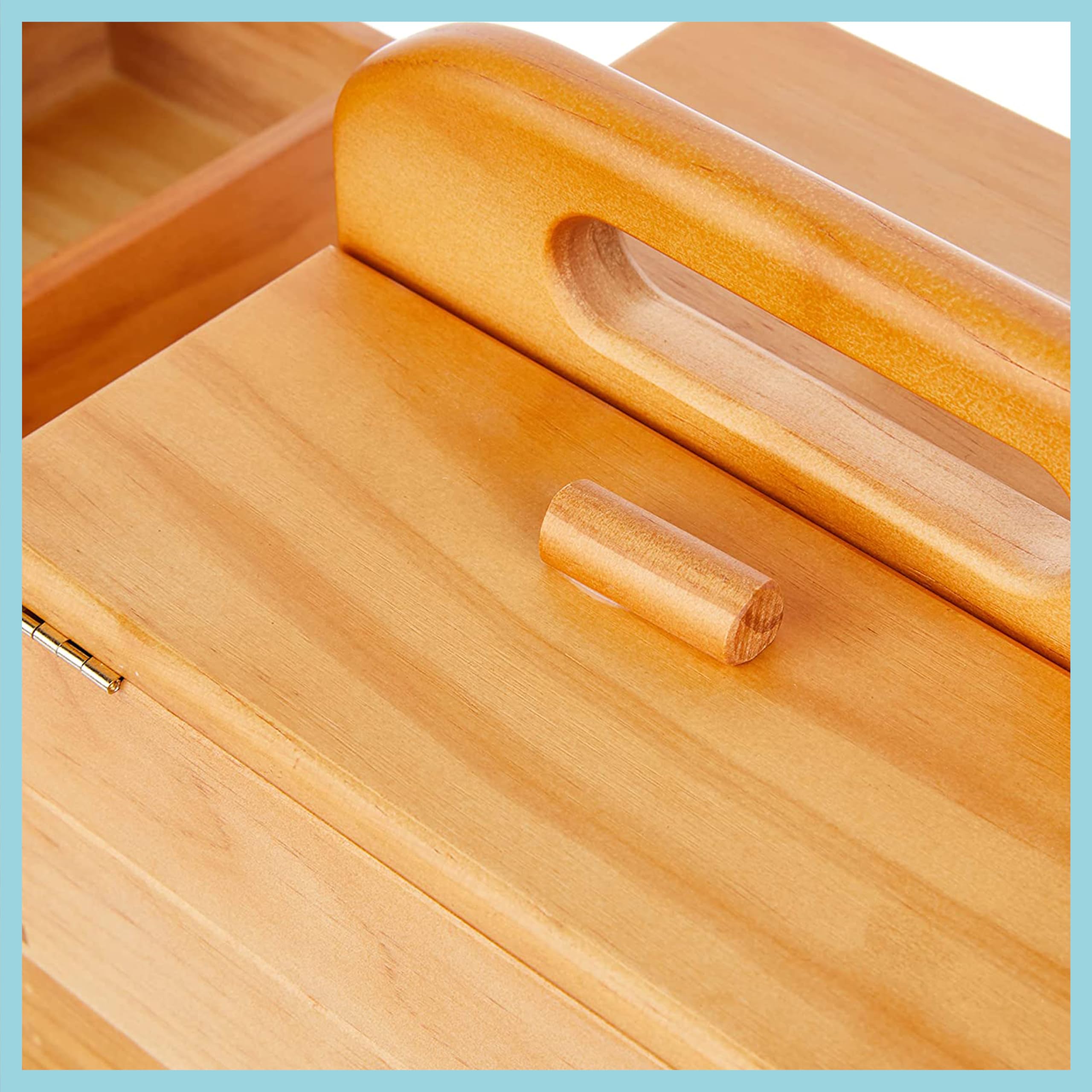 Hobby Gift Wooden Cantilever Sewing Crafting Hobby Storage Box, Wood, Assorted, 23.5 x 45 x 32 cm