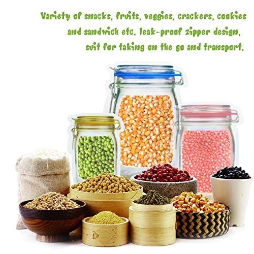 laffeya 12pcs Reusable Christmas Snack Candy Bag Mason Jar Bags, Food Storage Bags, Portable Plastic Mason Jar Bags, Zipper Sealed Bags Fresh Bags Leakproof Food Saver Bags