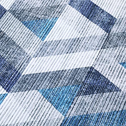 Zacoo Abstract Area Rug, Geometric Diamond Lattice Rug Moroccan Modern Area Rug Bedroom Rug Low Pile Small Throw Carpet for Living Room Dining Room Nursery, Navy/Grey, 4 x 6 Feet