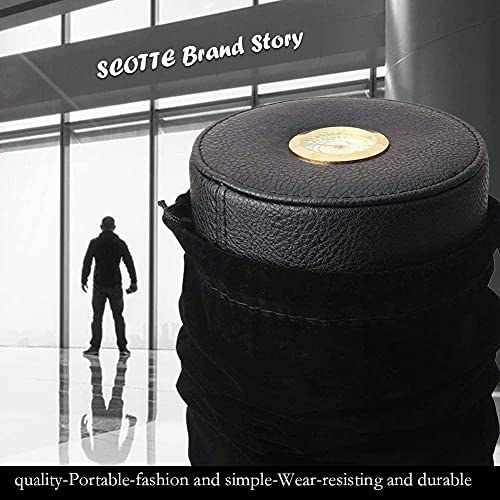 Scotte Cigar humidor case/jar,Leather Cedar Wood Cigar Canister Portable for 12-16 Cigar (Black)