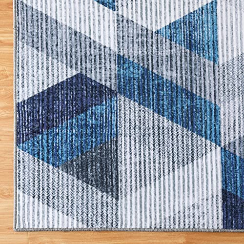 Zacoo Abstract Area Rug, Geometric Diamond Lattice Rug Moroccan Modern Area Rug Bedroom Rug Low Pile Small Throw Carpet for Living Room Dining Room Nursery, Navy/Grey, 4 x 6 Feet