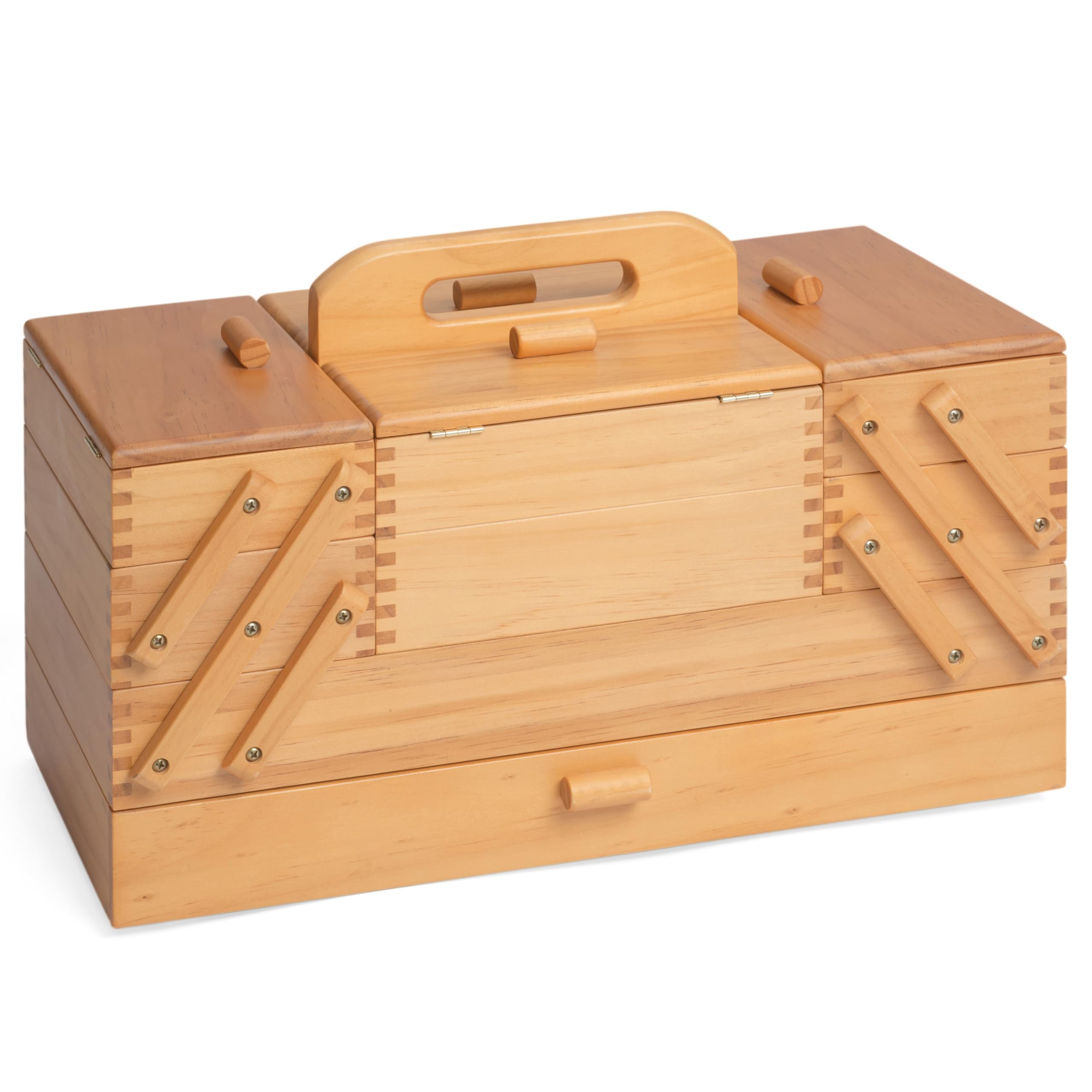 Hobby Gift Wooden Cantilever Sewing Crafting Hobby Storage Box, Wood, Assorted, 23.5 x 45 x 32 cm