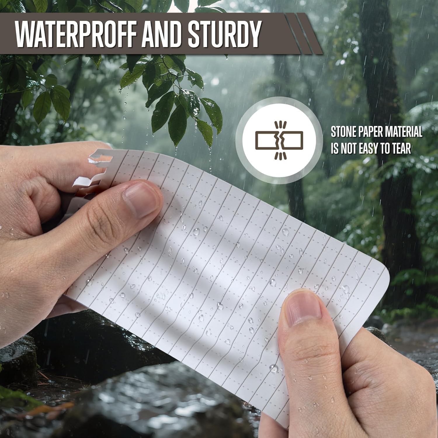 GLORYFIRE Waterproof Notebook Tactical All-Weather Spiral Memo Paper Notepad with Waterproof Grid Paper for Outdoor Activities Recording 3"x5" (5pcs)
