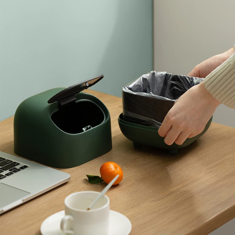 Tabletop Trash Can Mini Trash Can with Lid, Desktop Trash Can Small, Children's Room, Stylish, Cute, Interior, One Touch, Trash Can
