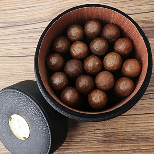 Scotte Cigar humidor case/jar,Leather Cedar Wood Cigar Canister Portable for 12-16 Cigar (Black)