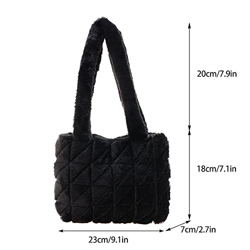 Shoulder Bags for Women Plush Tote Underarm Bags Soft Fluffy Casual Shoulder Handbags