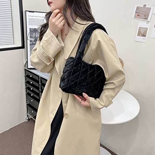 Shoulder Bags for Women Plush Tote Underarm Bags Soft Fluffy Casual Shoulder Handbags