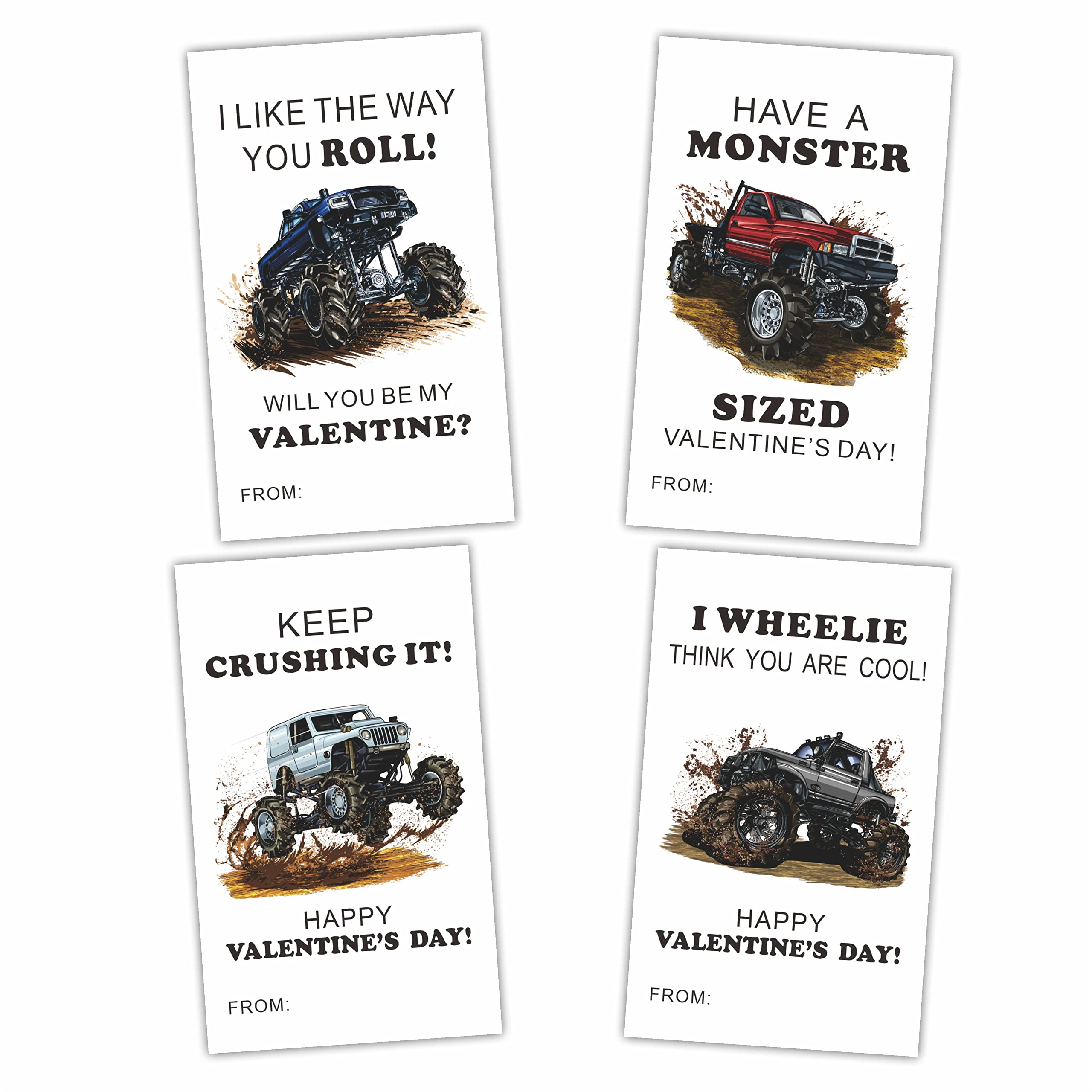 2.1" x 3.5" Valentine's Day Gift Wrap Self Adhesive Stickers | Car and Truck Theme Happy Valentine's Day Gift Wrapping Decorations and Supplies for Kids | 40 Gift Stickers-BGJ-003