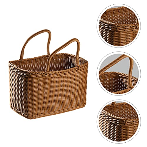 LIOOBO Big Picnic Basket with Handle, Plastic Baskets for Gifts Empty, Woven Imitation Rattan Baskets, Gift Storage Basket for Camping, Birthday, Wedding,Picnic, Party