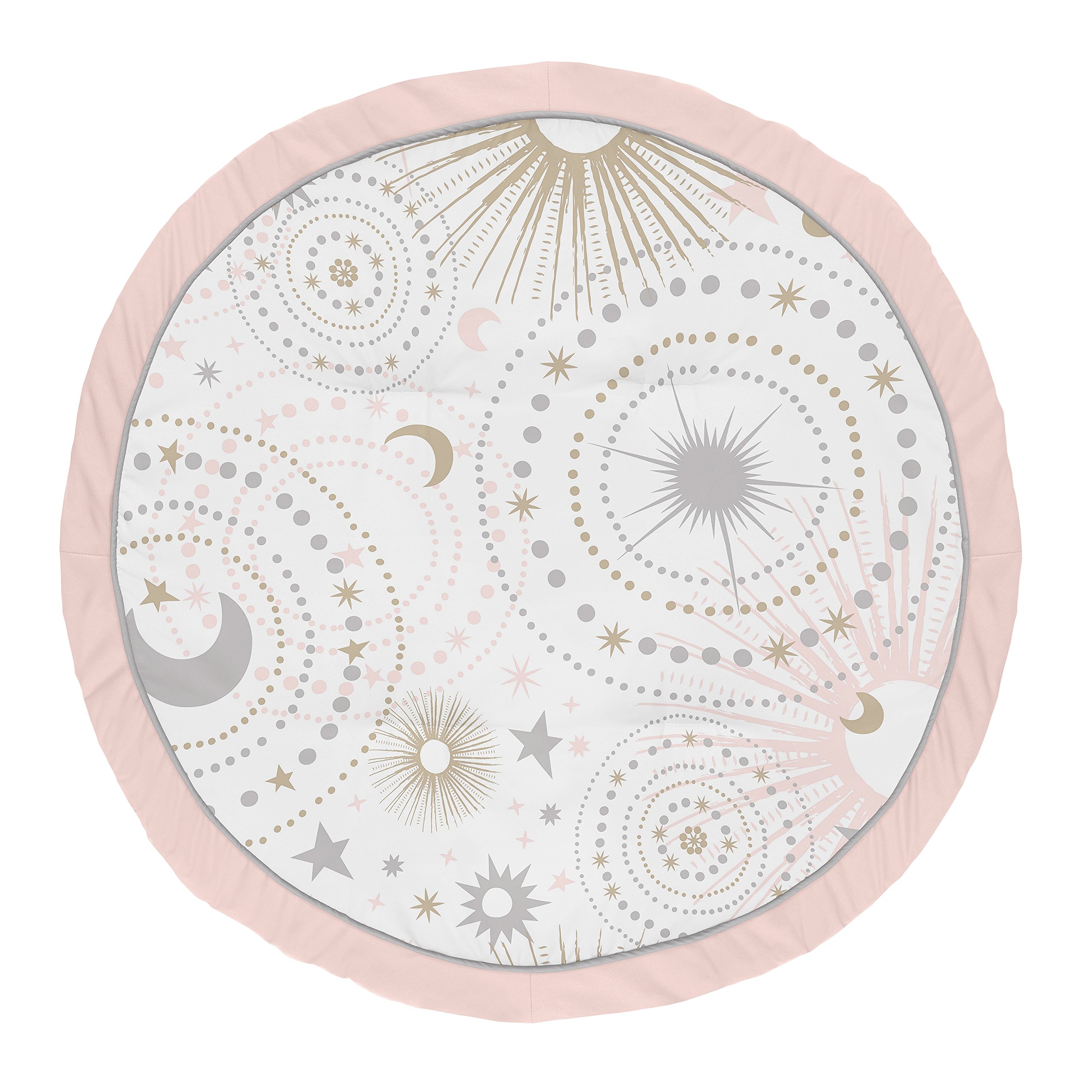 Sweet Jojo Designs Blush Pink, Gold and Grey Star and Moon Playmat Tummy Time Baby and Infant Play Mat for Celestial Collection