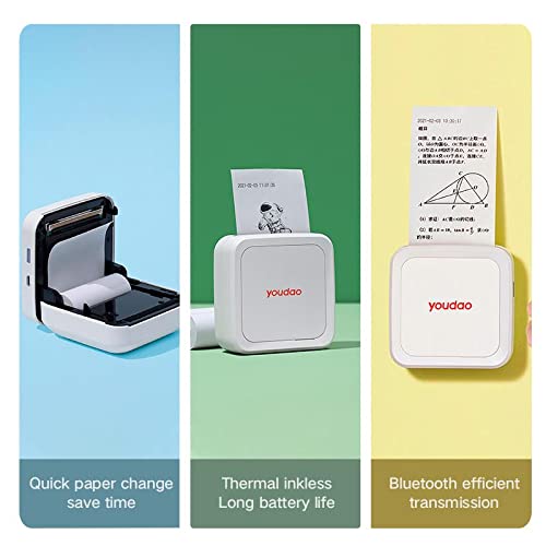 YOUDAO Pocket Printer | Portable Mini Bluetooth Thermal Printer | Photo Printer, Sticker Maker, Cute Notes Printer Compatible with iOS & Android | Journaling, Scrapbooking, Note Taking, Gifts, More